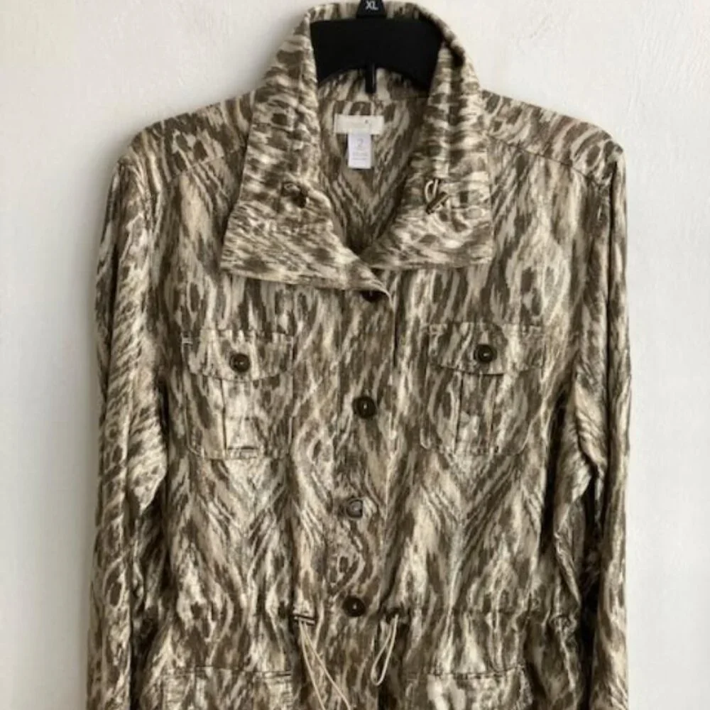 Chico's | Jackets & Coats | Womens Chicos Metallic Lightweight Linen ...